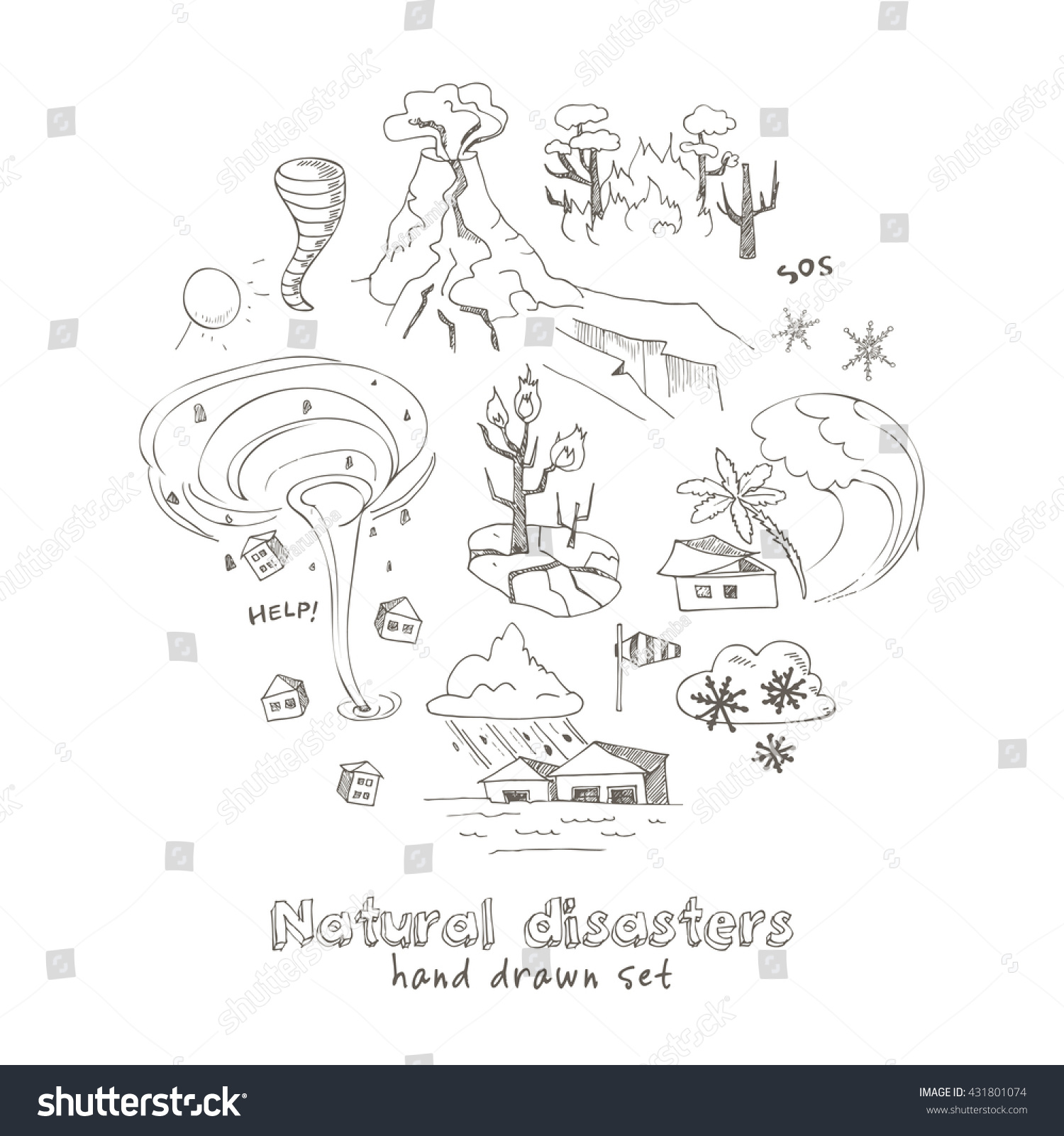 Set Doodle Sketch Natural Disasters Earthquake Stock Vector (Royalty ... Set Doodle Sketch Natural Disasters Earthquake Stock Vector (Royalty ...