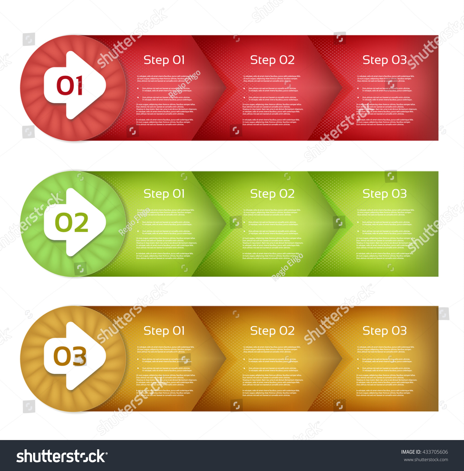 Process Arrows Boxes Step By Step Stock Vector (Royalty Free) 433705606 ...