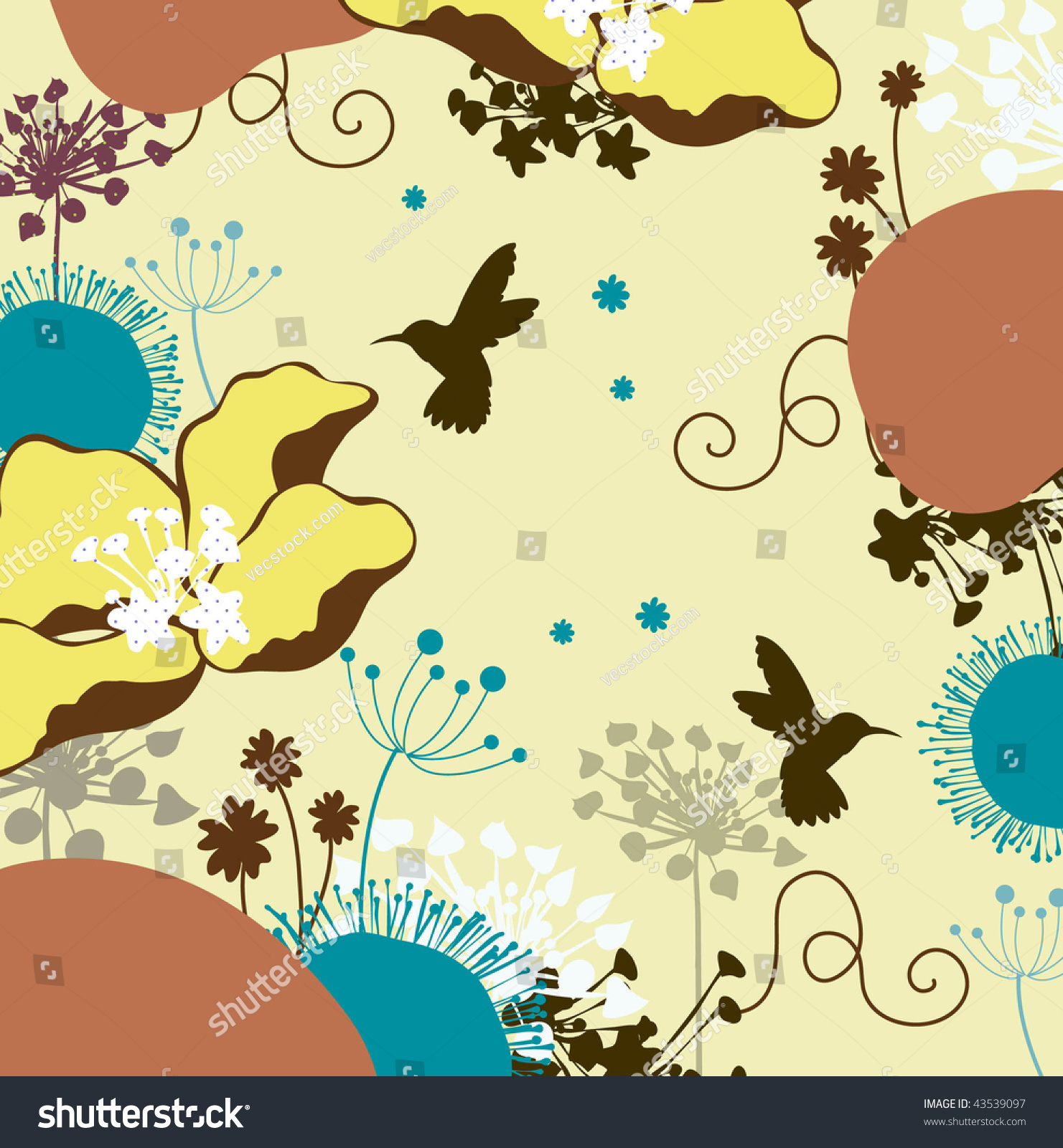 Modern Floral Wallpaper Design Stock Vector Royalty Free 43539097