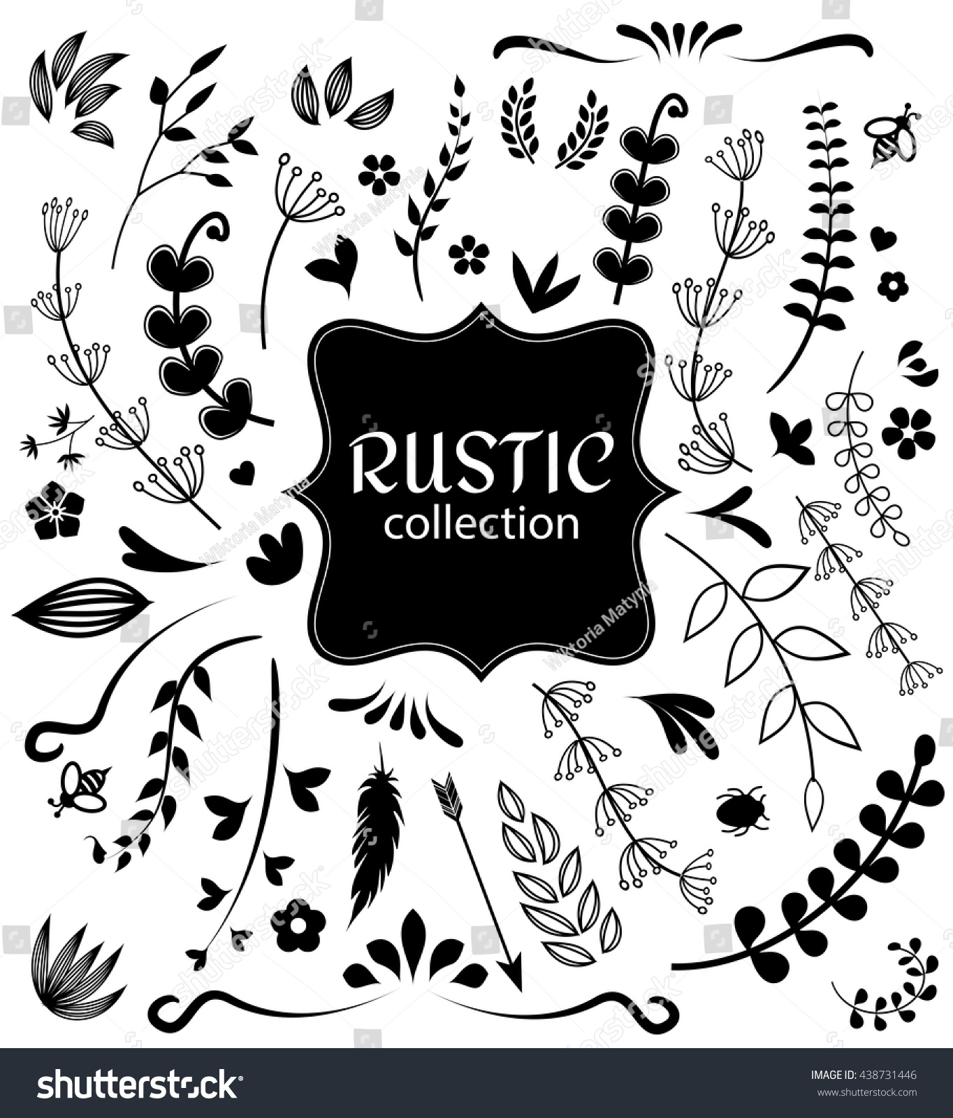 Rustic Design Elements Set Vector Stock Vector (Royalty Free) 438731446 ...