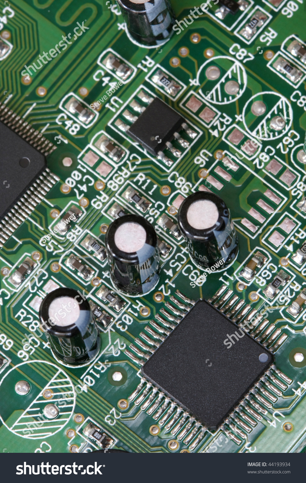 Computer Circuit Board Transistors Capacitors Chip Stock Photo 44193934 ...