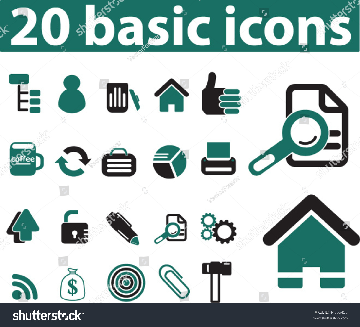 20 Basic Icons Vector Stock Vector (Royalty Free) 44555455 | Shutterstock