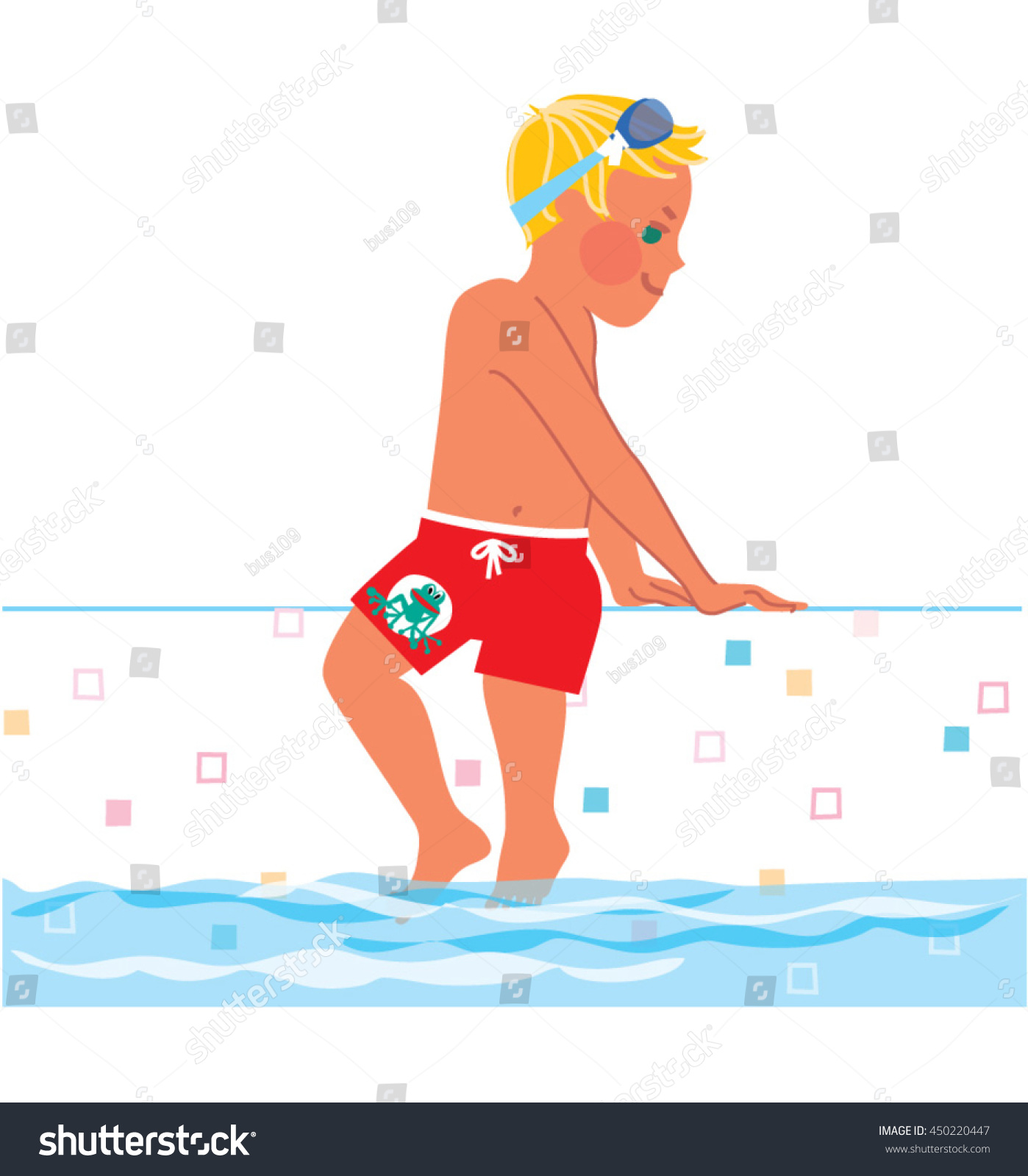 Child Sitting Swimming Pool Edge Vector: เวกเตอร์สต็อก (ปลอดค่า ...