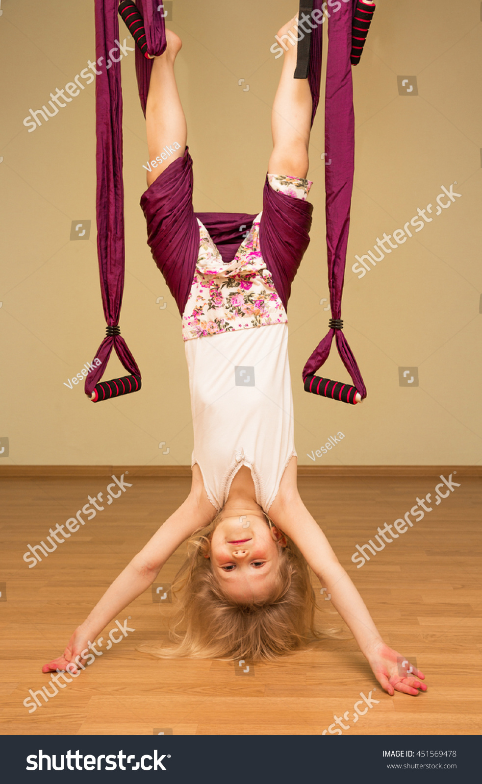 Little Girl Making Aerial Yoga Exercises Stock Photo 451569478 ... Little Girl Making Aerial Yoga Exercises Stock Photo 451569478 ...