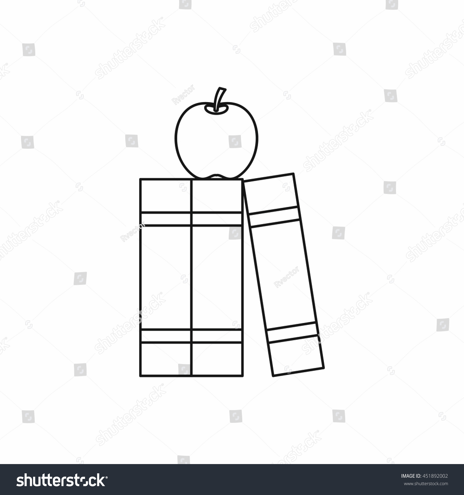 Stack Books Apple Icon Outline Style Stock Vector Royalty Free 451892002 Shutterstock