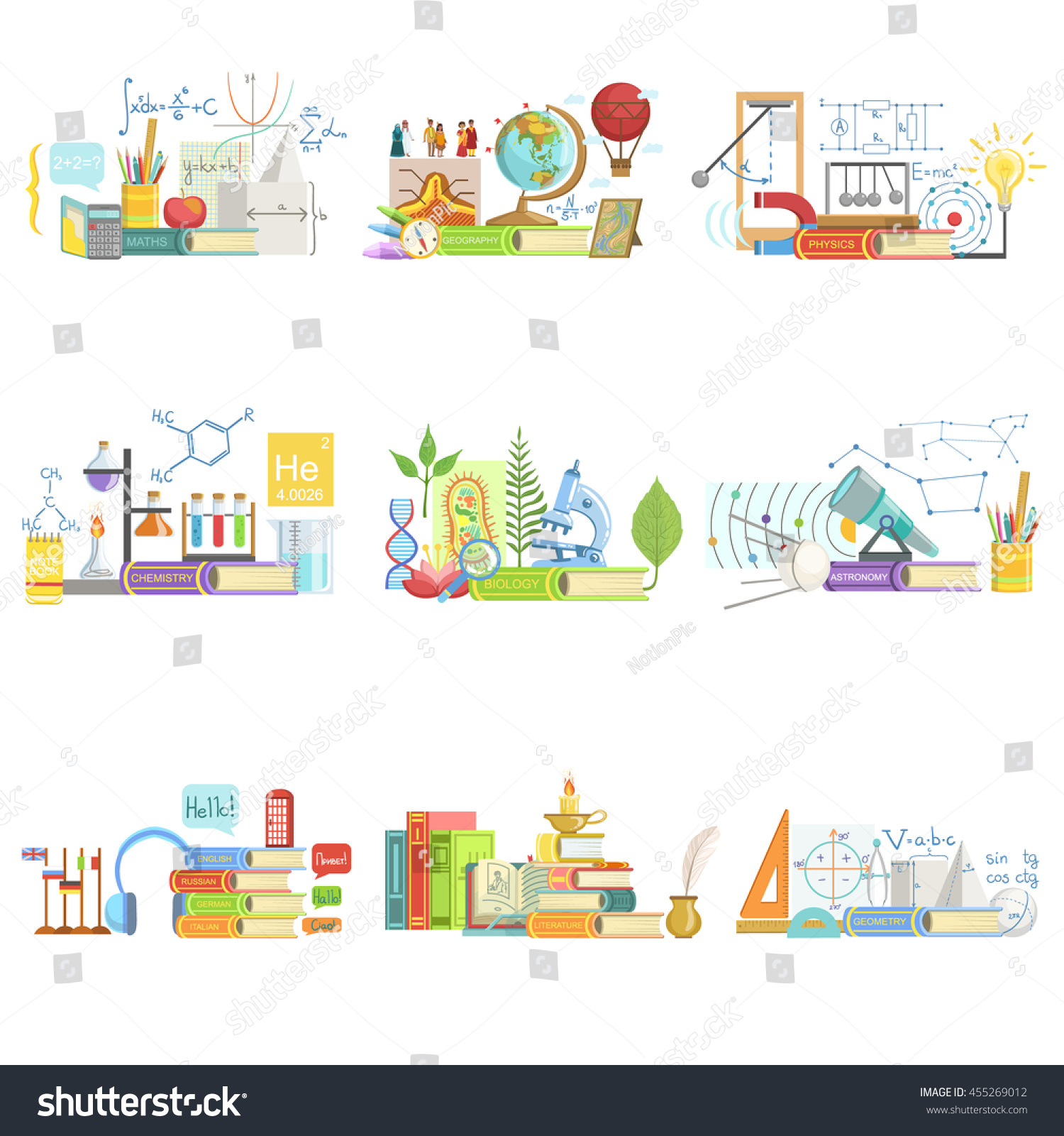 Different Sciences Related Objects Composition Stock Vector (Royalty ...