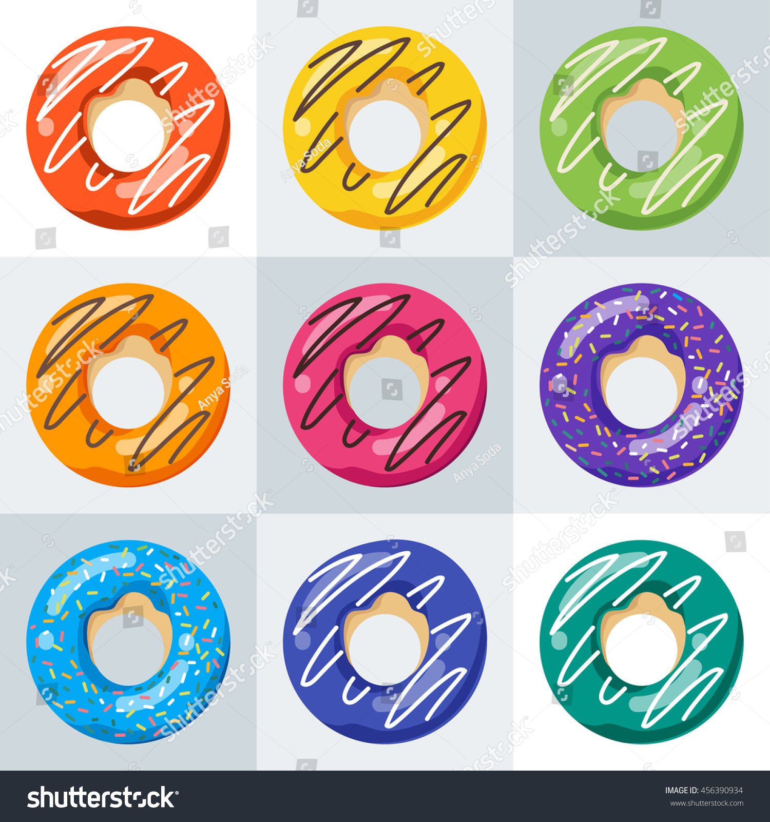 Big Vector Modern Flat Geometric Donuts Stock Vector (Royalty Free ...