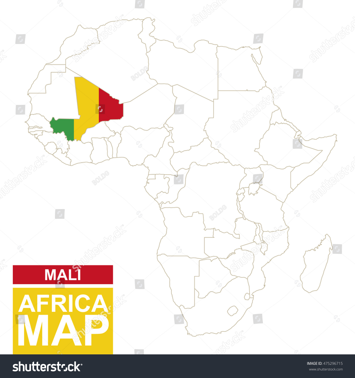 Africa Contoured Map Highlighted Mali Mali Stock Illustration 475296715