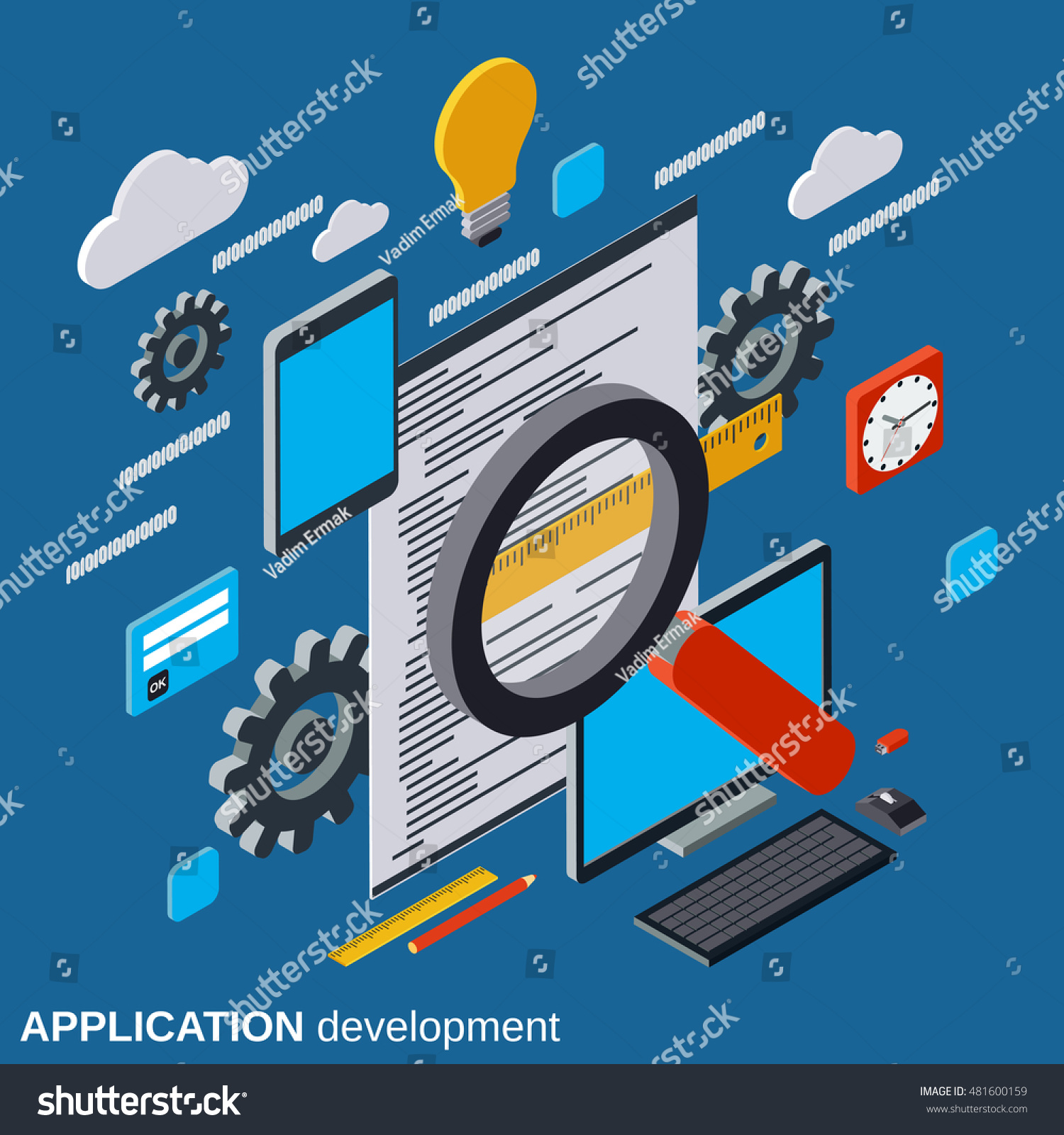 Application Development Program Coding Software Testing Stock Vector ...