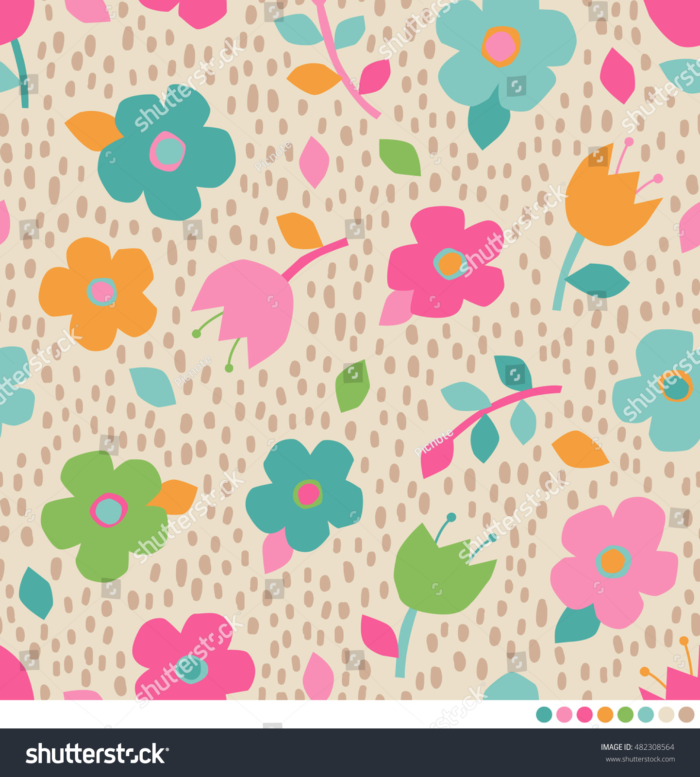 Colorful Cute Floral Pattern Background Stock Vector (Royalty Free ...