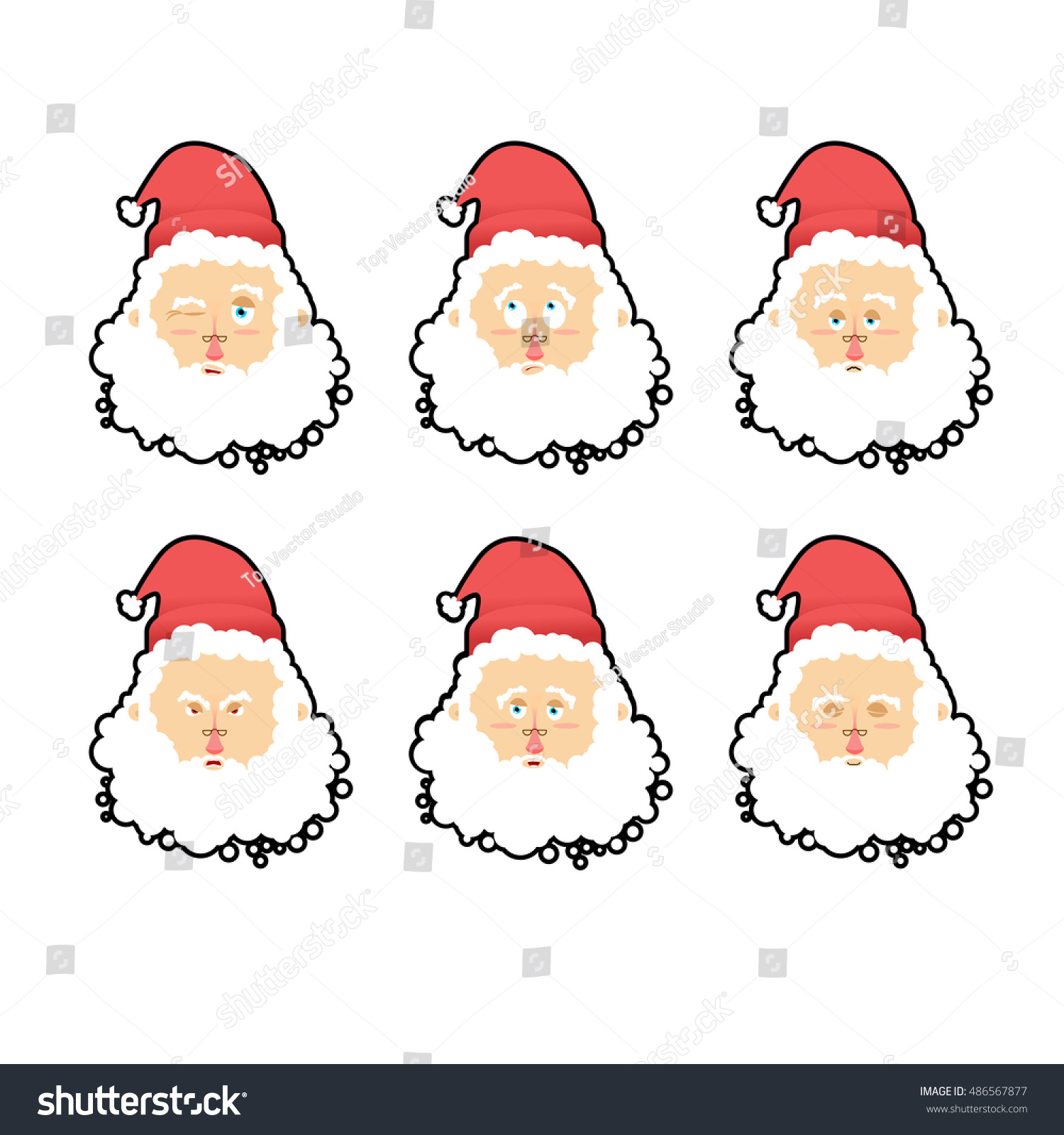 Santa Claus Emotions Set Christmas Character Stock Vector (Royalty Free ...
