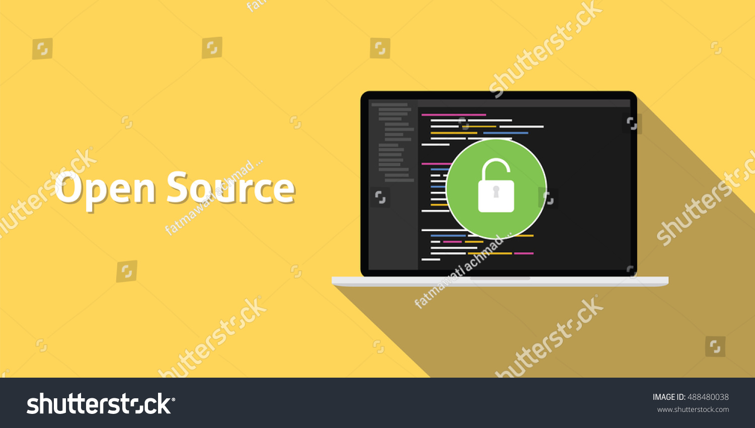 Open Source Code Program Technology Software Stock Vector (Royalty Free ...
