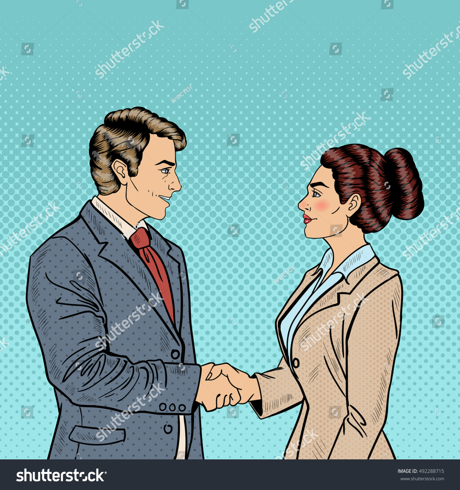 Business Agreement Partnership Pop Art Businessman Stock Vector ... Business Agreement Partnership Pop Art Businessman Stock Vector ...