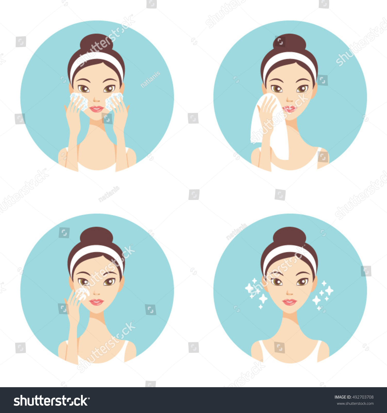 Skin Care Face Cleanse Washing Beauty стоковая векторная графика без