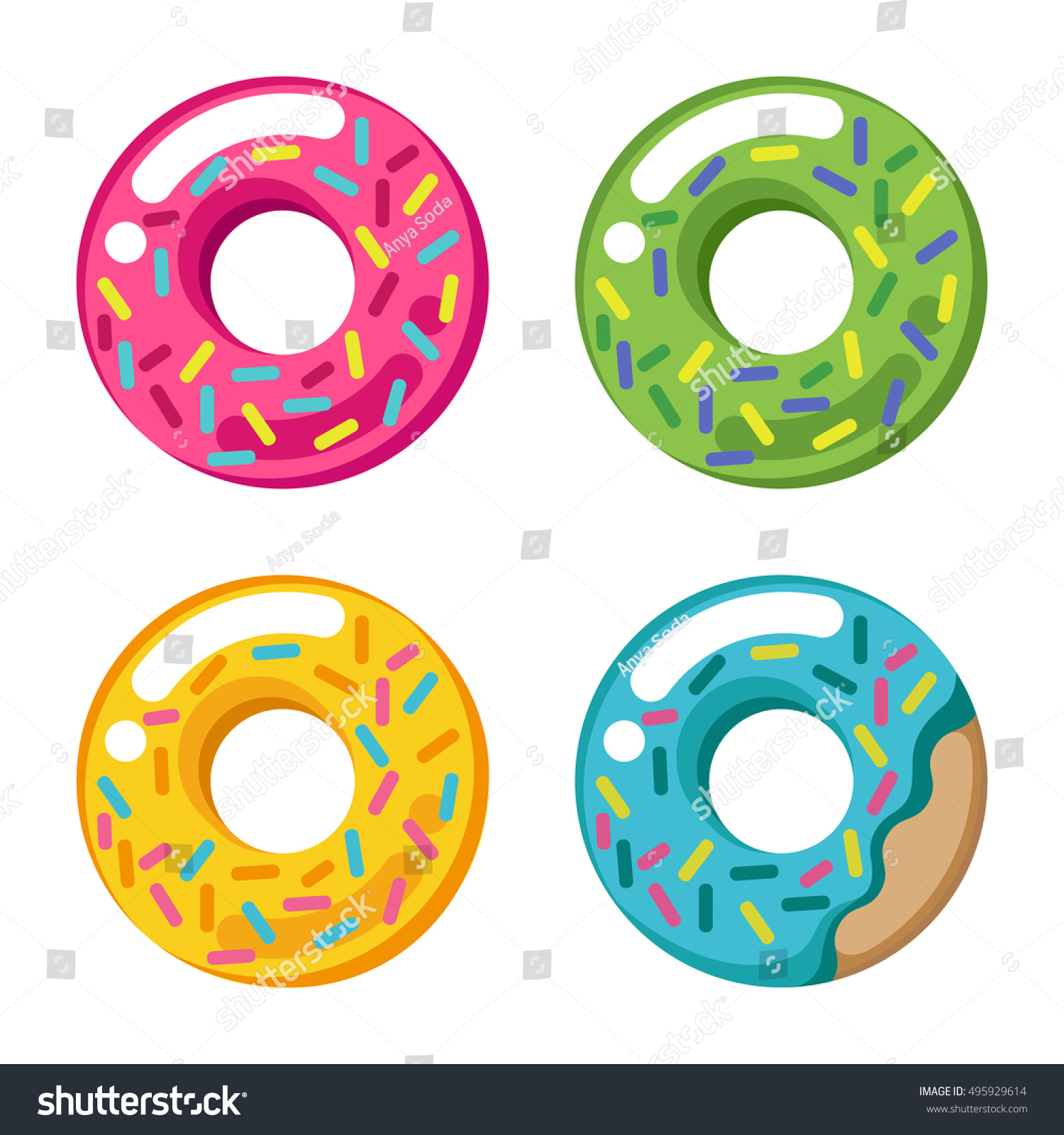 Big Vector Modern Flat Geometric Donuts Stock Vector (Royalty Free ...
