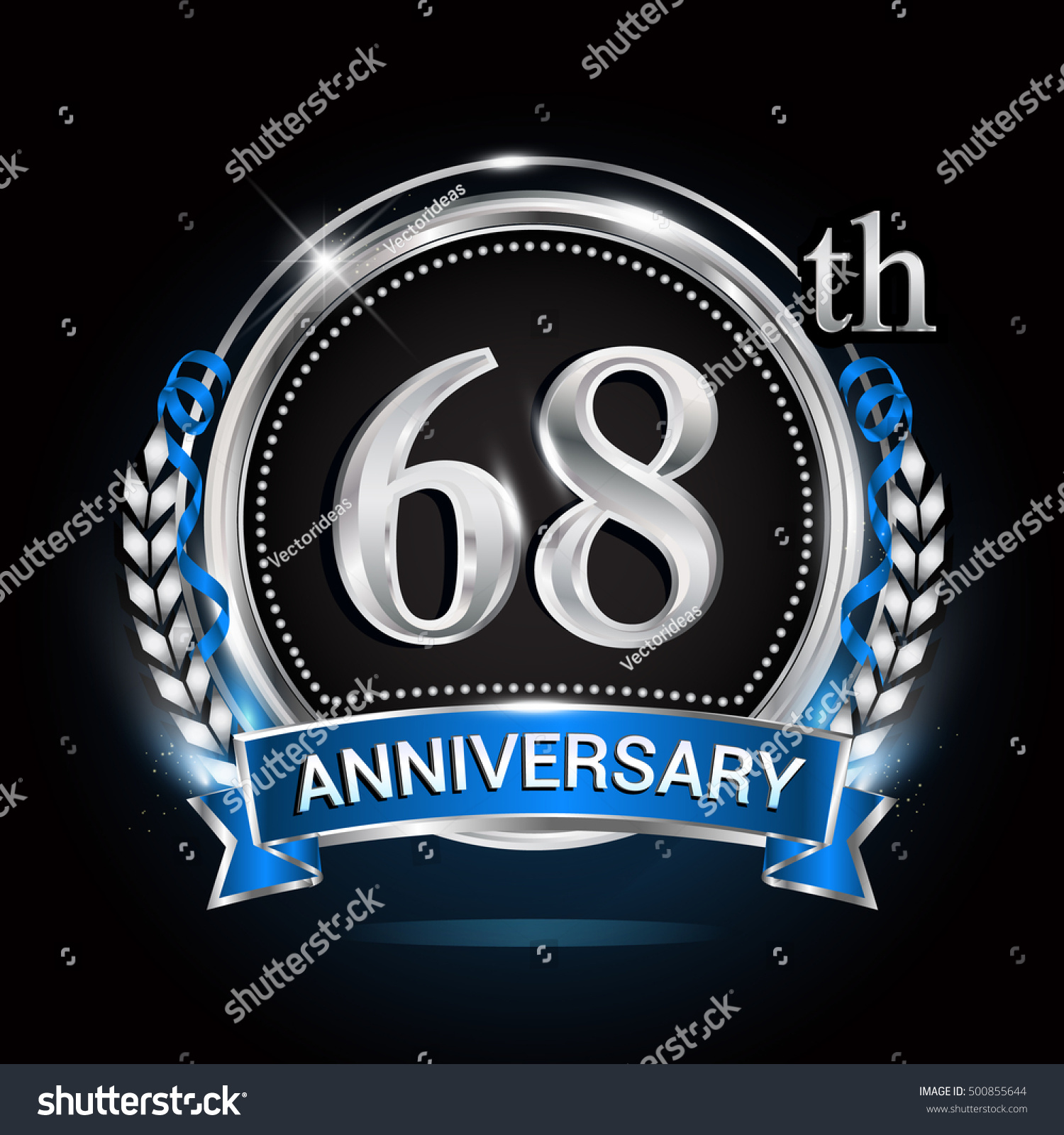 68th Silver Anniversary Logo Laurel Wreath Stock Vector Royalty Free
