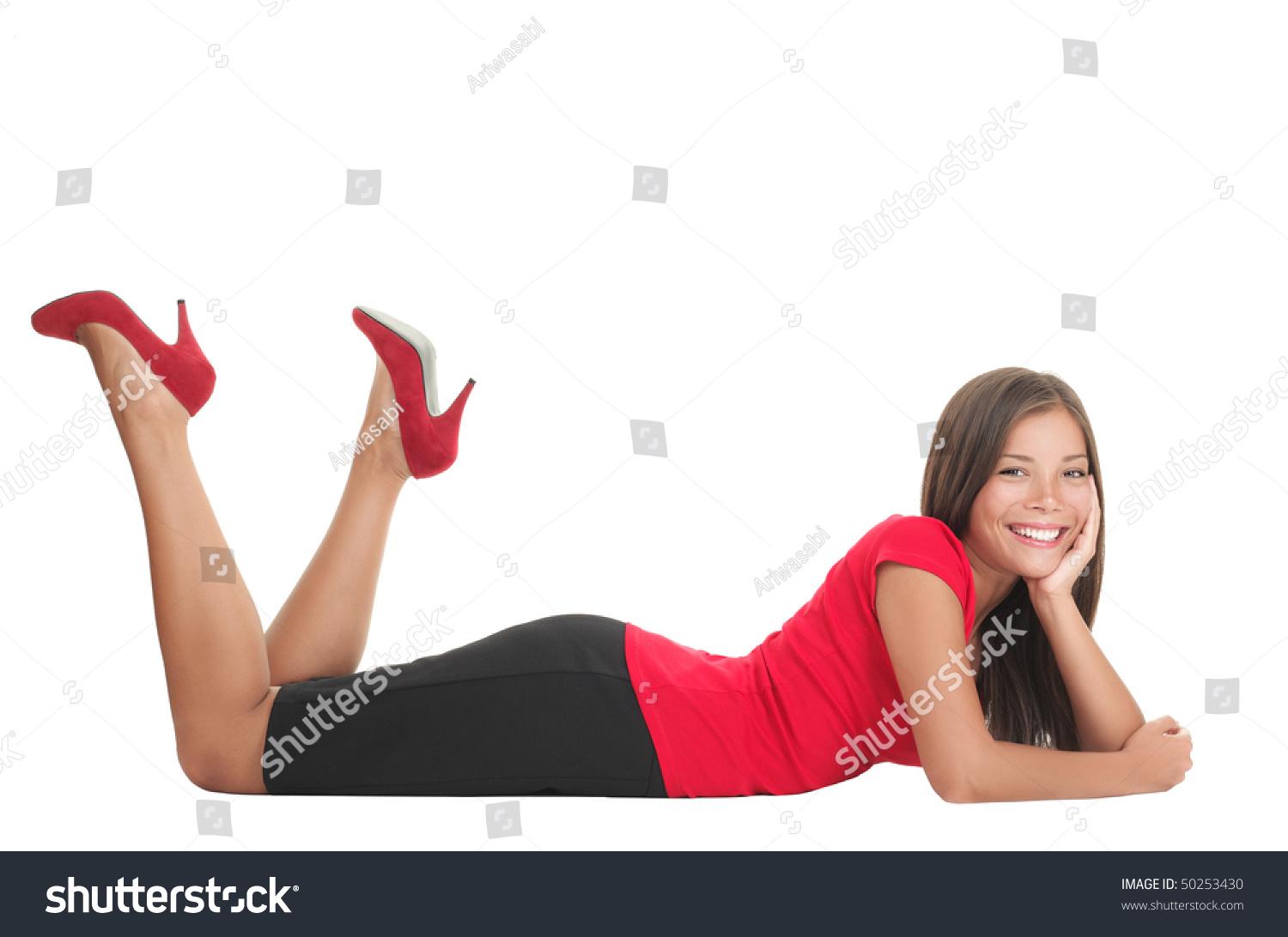 Woman Lying Down On Floor Isolated库存照片50253430 Shutterstock