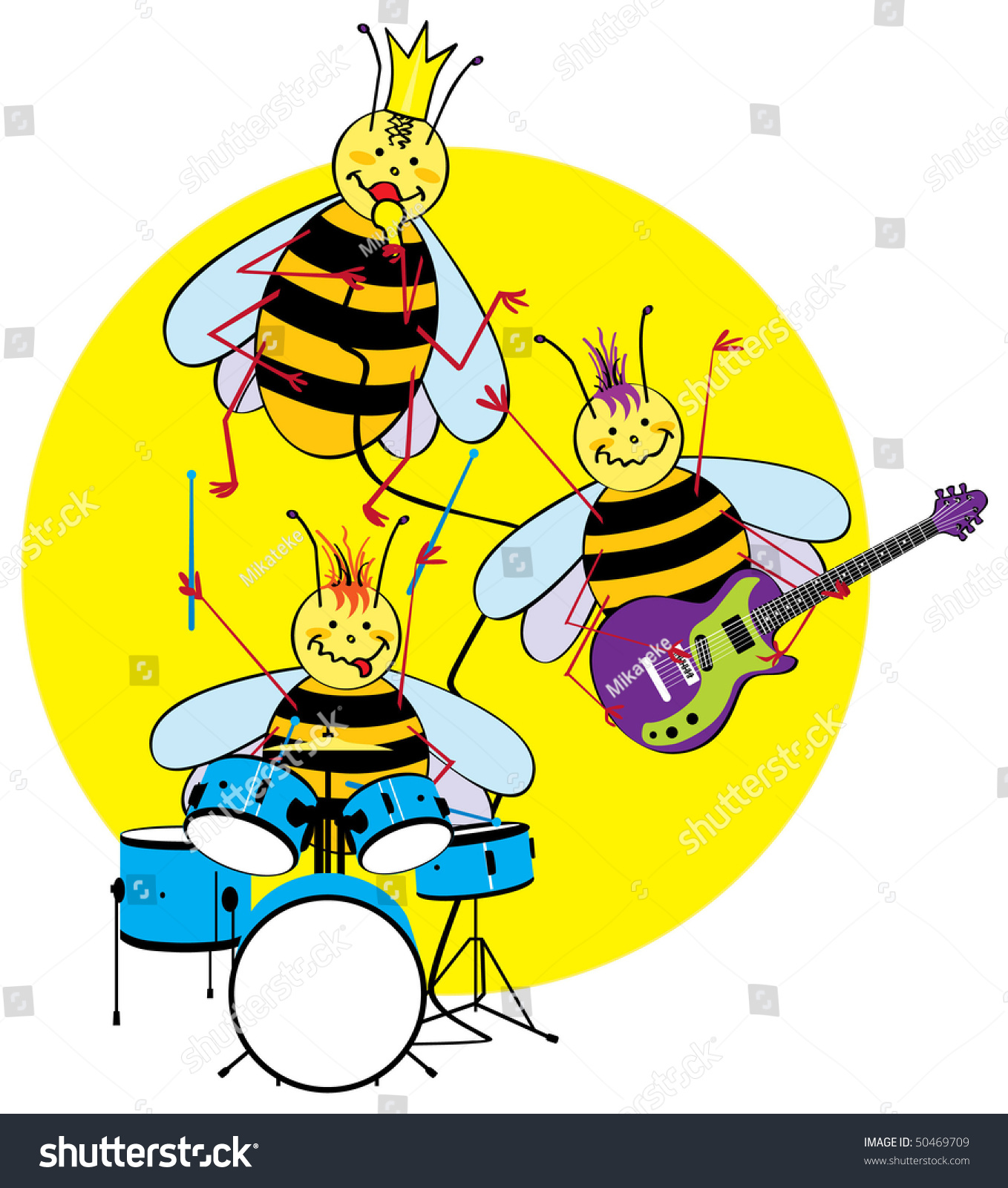 Color Vector Cartoon Illustration Funny Bee: vector de stock (libre de ... Color Vector Cartoon Illustration Funny Bee: vector de stock (libre de ...