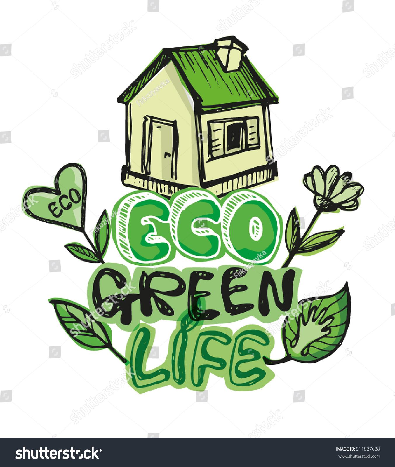Ecology Concept Poster Eco Friendly Doodle Stock Vector Royalty Free