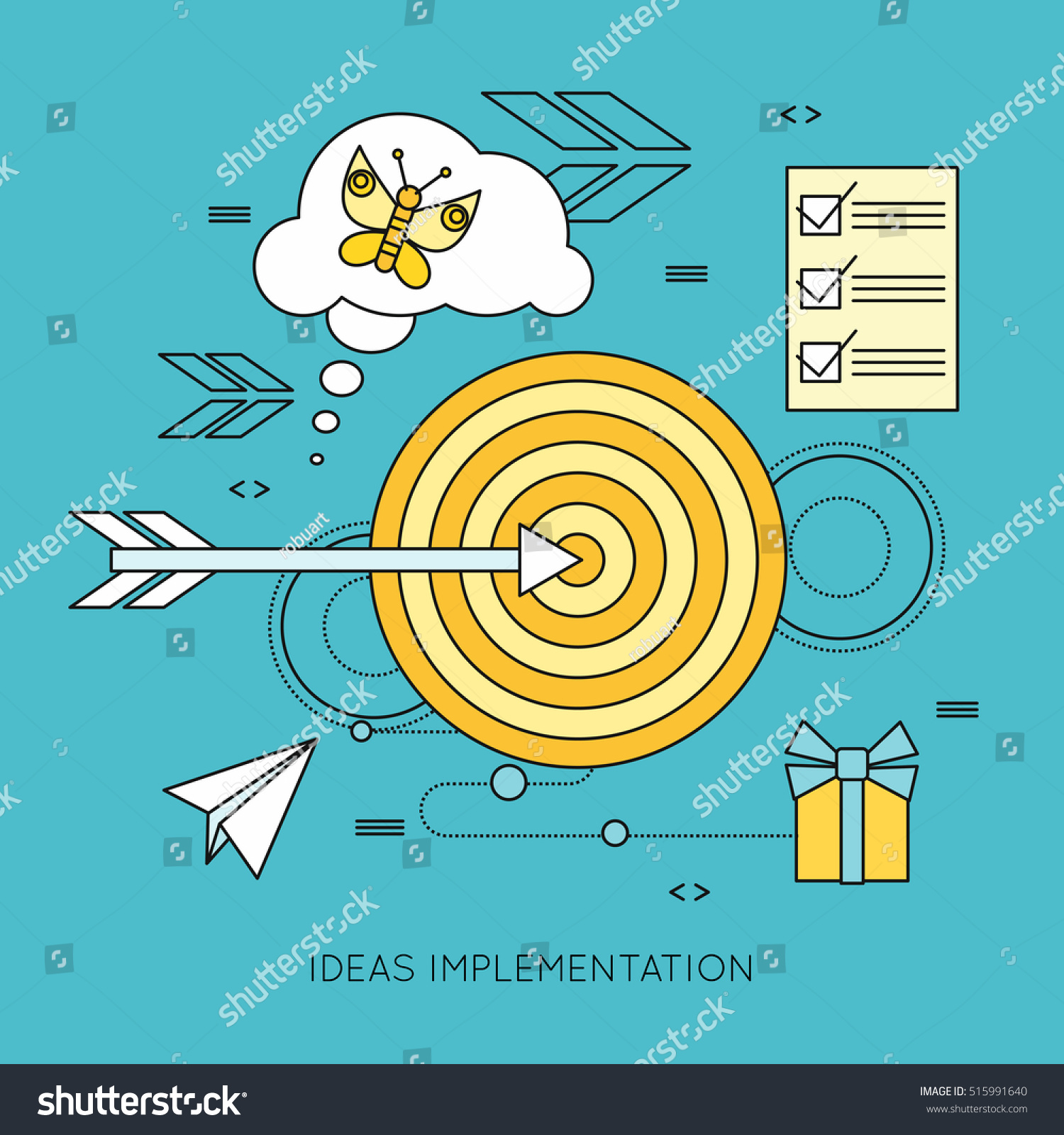 Ideas Implementation Background Flat Idea Generation Stock Vector ...
