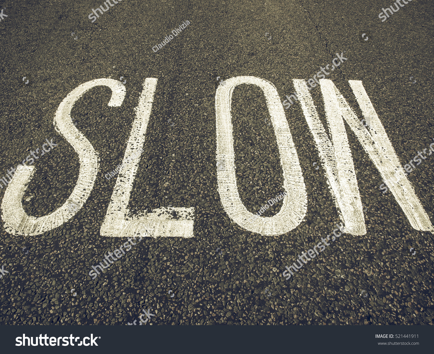 Vintage Looking Slow Warning Sign Painted Stock Photo 521441911 ... Vintage Looking Slow Warning Sign Painted Stock Photo 521441911 ...