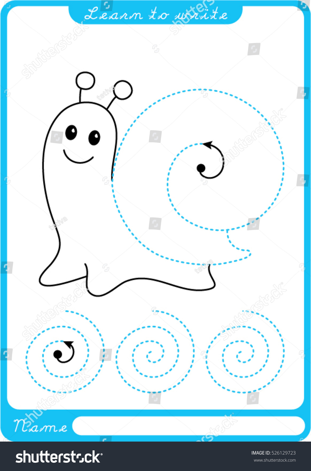 Snail Preschool Worksheet Practicing Fine Motor Stock Vector (Royalty ...