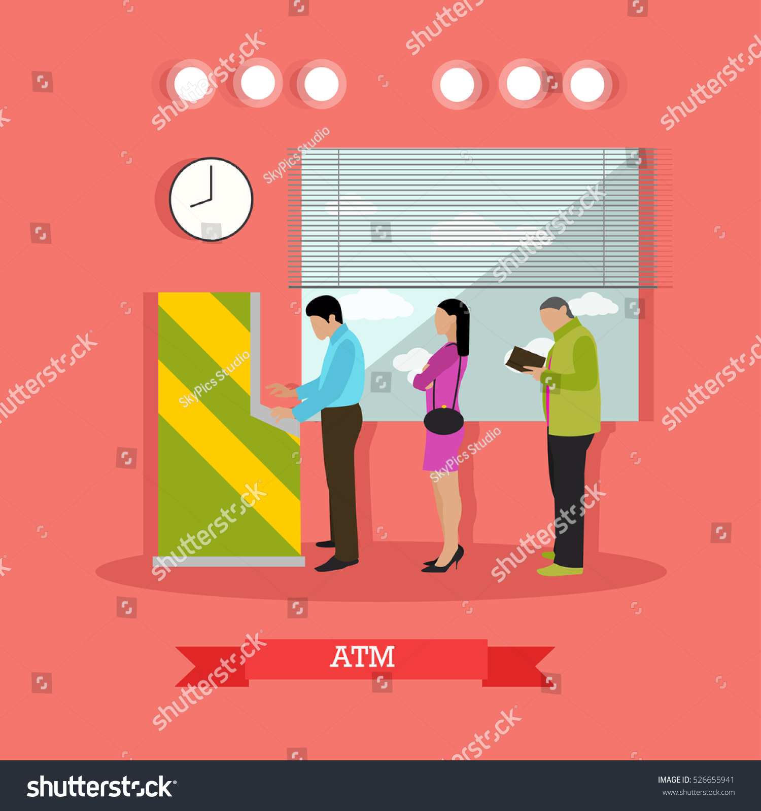 Vector Illustration Atm People Standing Queue Stock Vector (Royalty ... Vector Illustration Atm People Standing Queue Stock Vector (Royalty ...