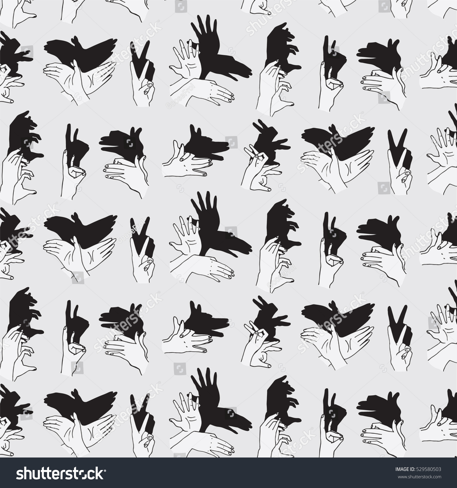 Shadow Hand Vector Pattern Stock Vector (Royalty Free) 529580503 ...