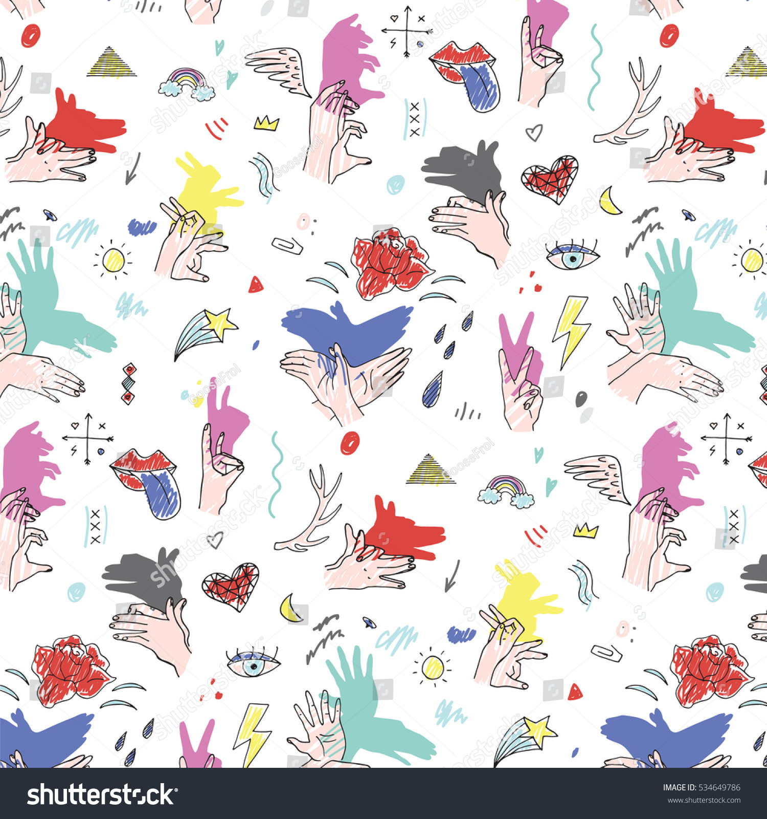 Shadow Hand Vector Pattern Stock Vector (Royalty Free) 534649786 ...