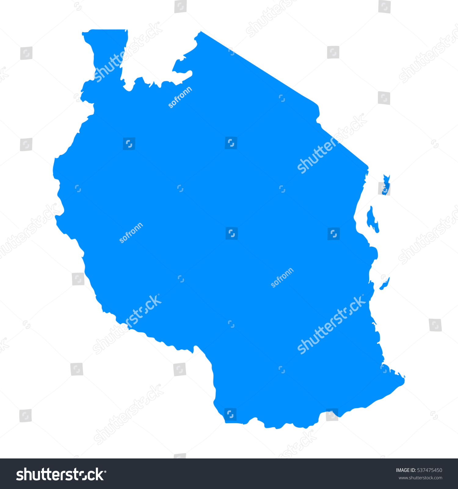High Detailed Blue Map Tanzania Vector Stock Vector Royalty Free