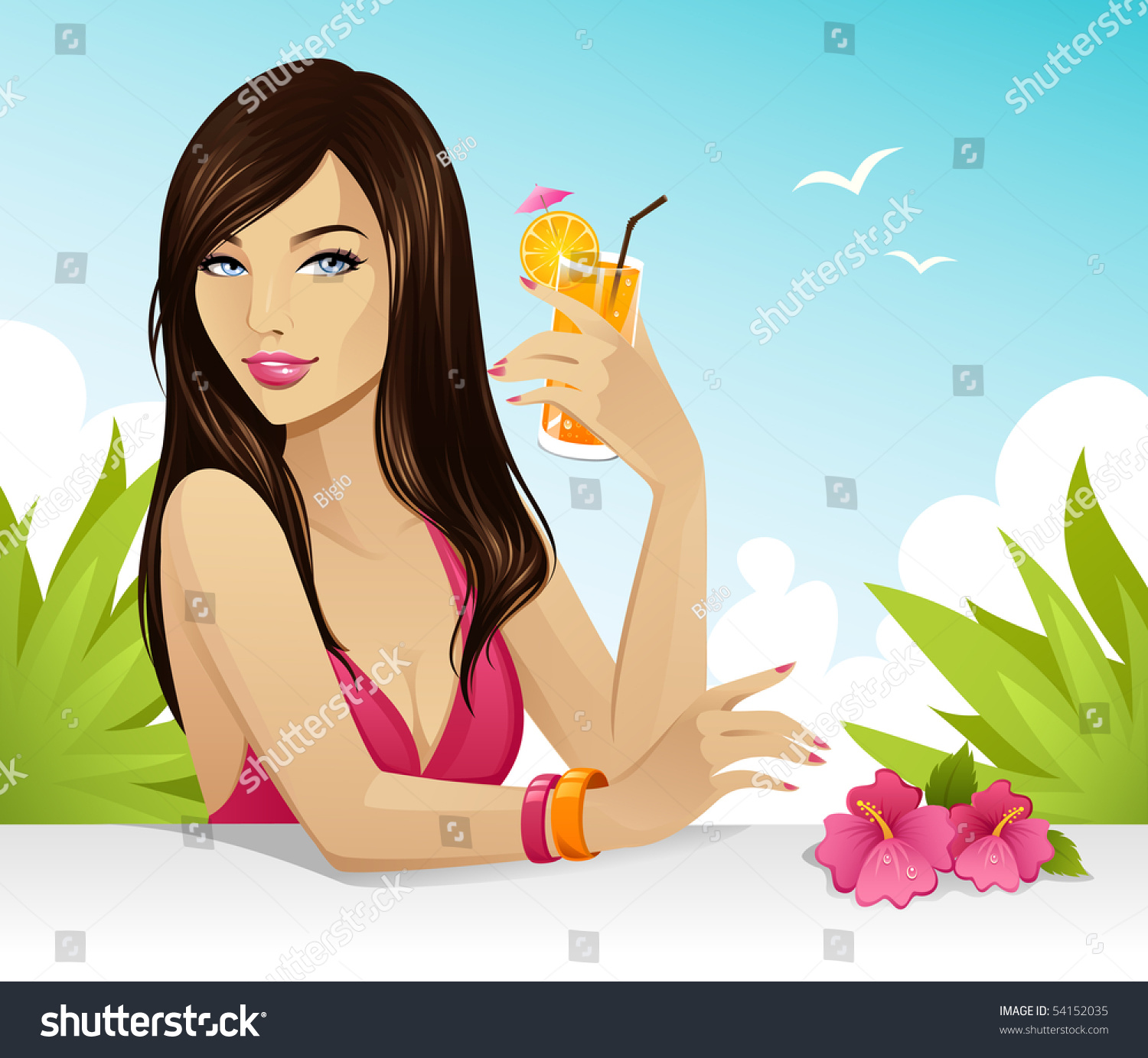 Girl On Vacation Stock Vector Royalty Free 54152035 Shutterstock