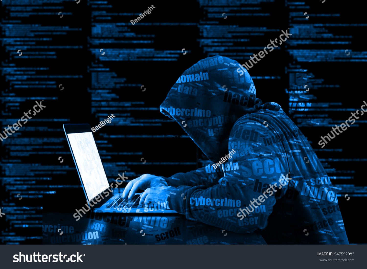 Hacker Blue Hoody Standing Front Code Stock Photo 547592083 | Shutterstock