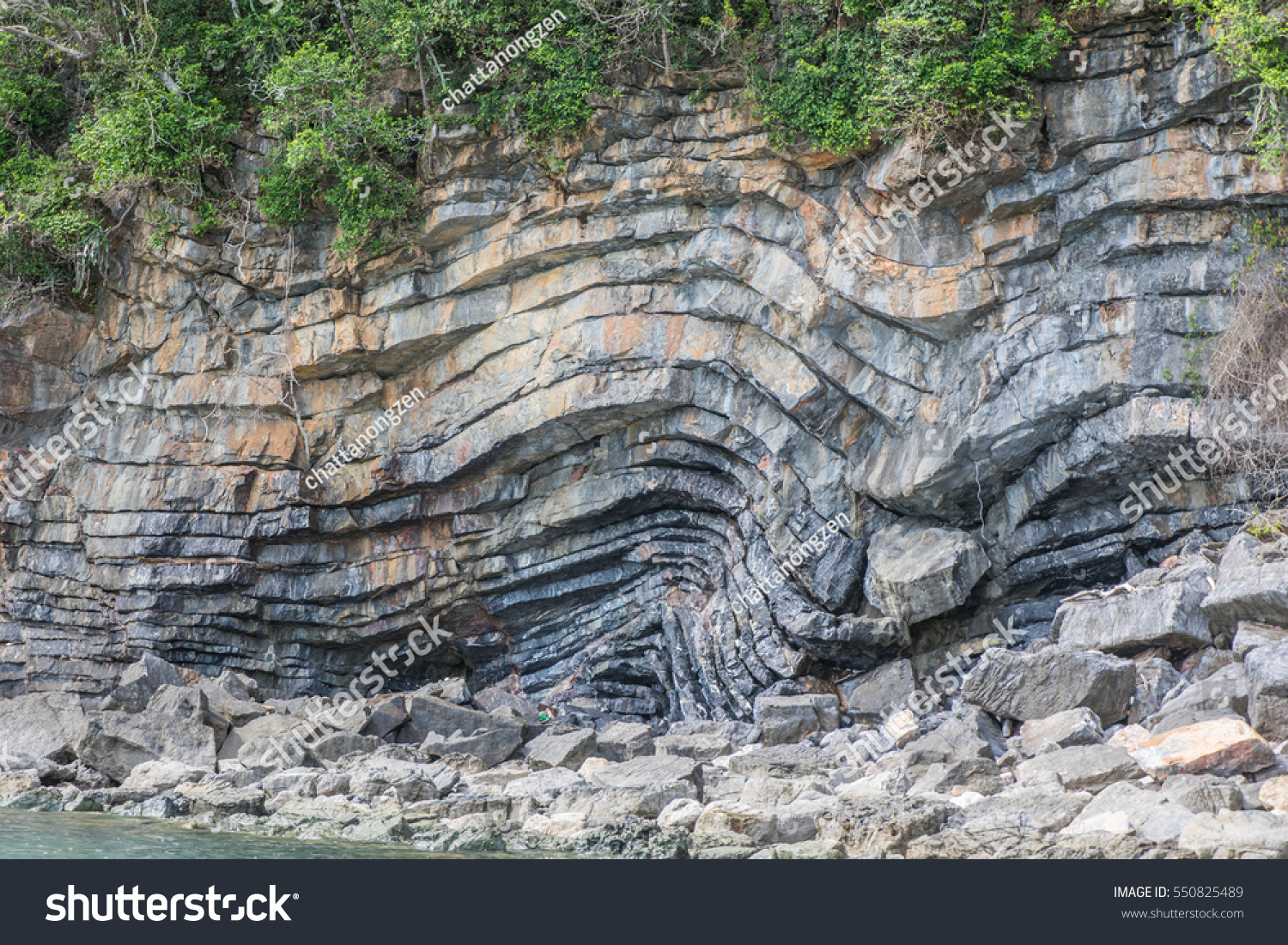 Layered Rock Formation Folds On Thailand Stock Photo 550825489 ... Layered Rock Formation Folds On Thailand Stock Photo 550825489 ...