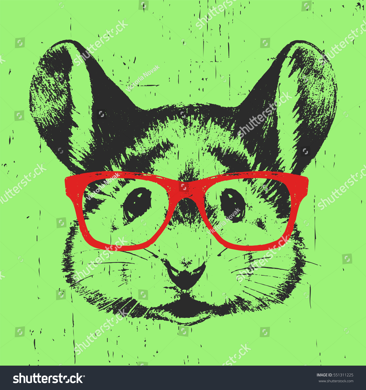 Portrait Mouse Glasses Hand Drawn Illustration Stock Vector Royalty Free 551311225 Shutterstock
