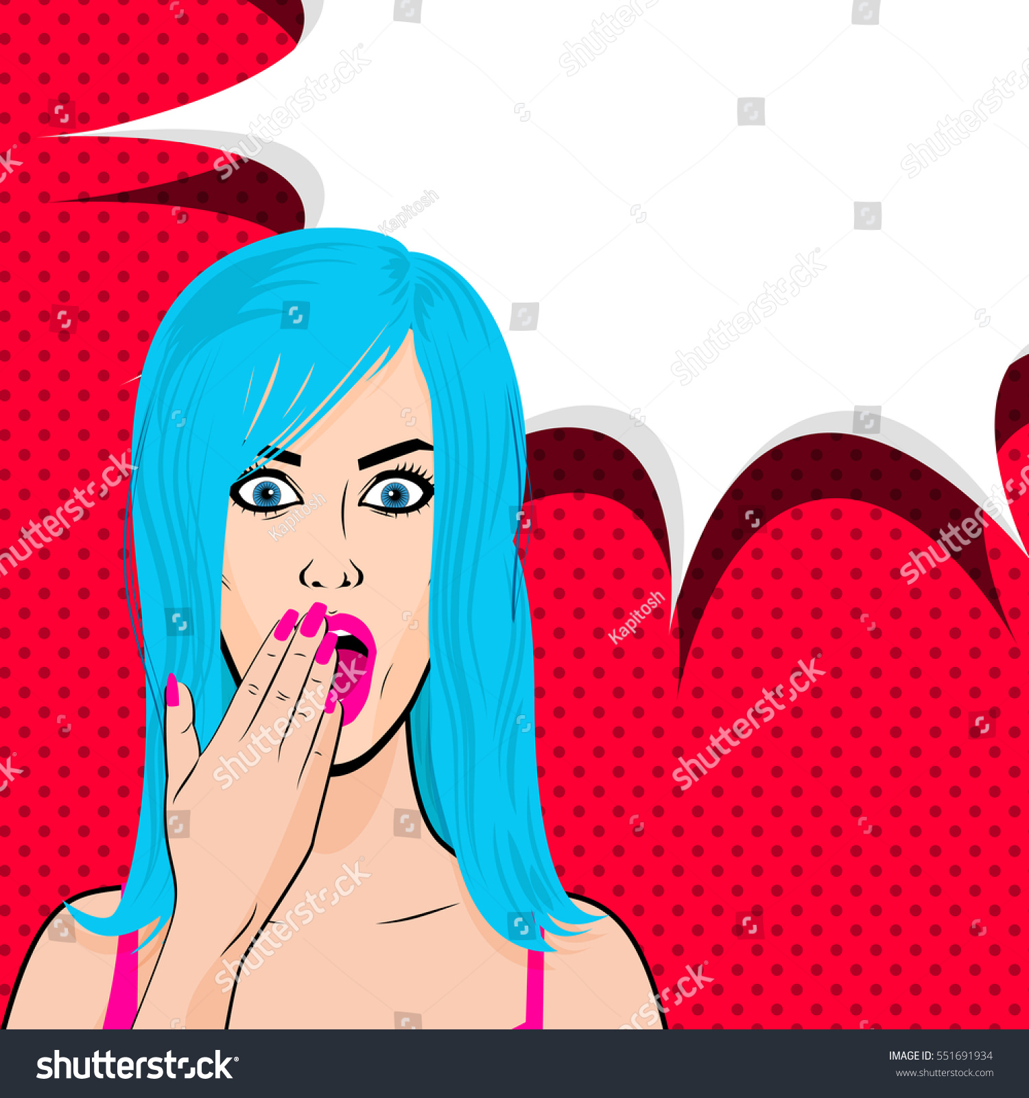 Frightened Young Sexy Blue Hair Comic Stock Vector Royalty Free 551691934 Shutterstock