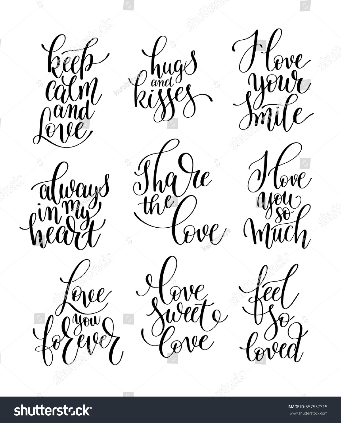 Set 9 Black White Hand Written Stock Vector Royalty Free 557557315 Shutterstock