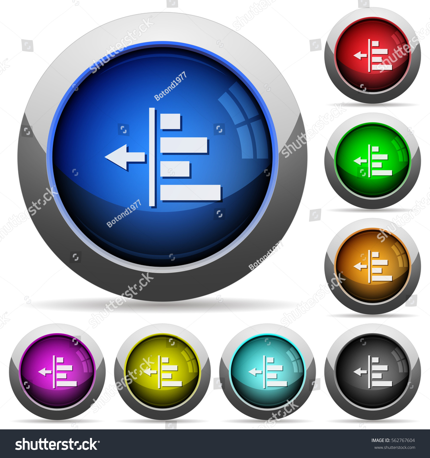 Decrease Left Indentation Content Icons Round Stock Vector (Royalty ...