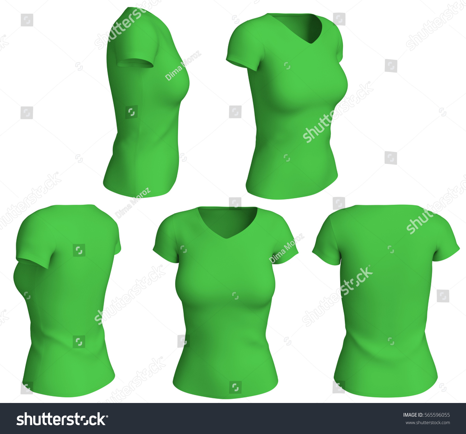 Set Woman Green Tshirts Design Template Stock Illustration 565596055