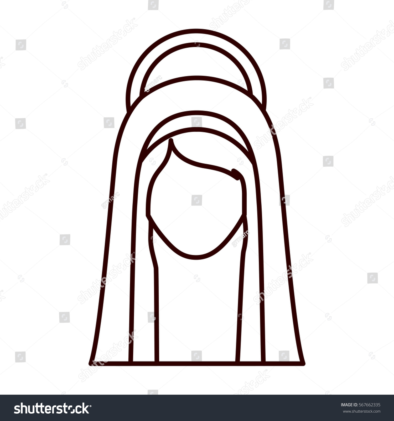 Monochrome Contour Virgin Mary Face Stock Vector Royalty Free