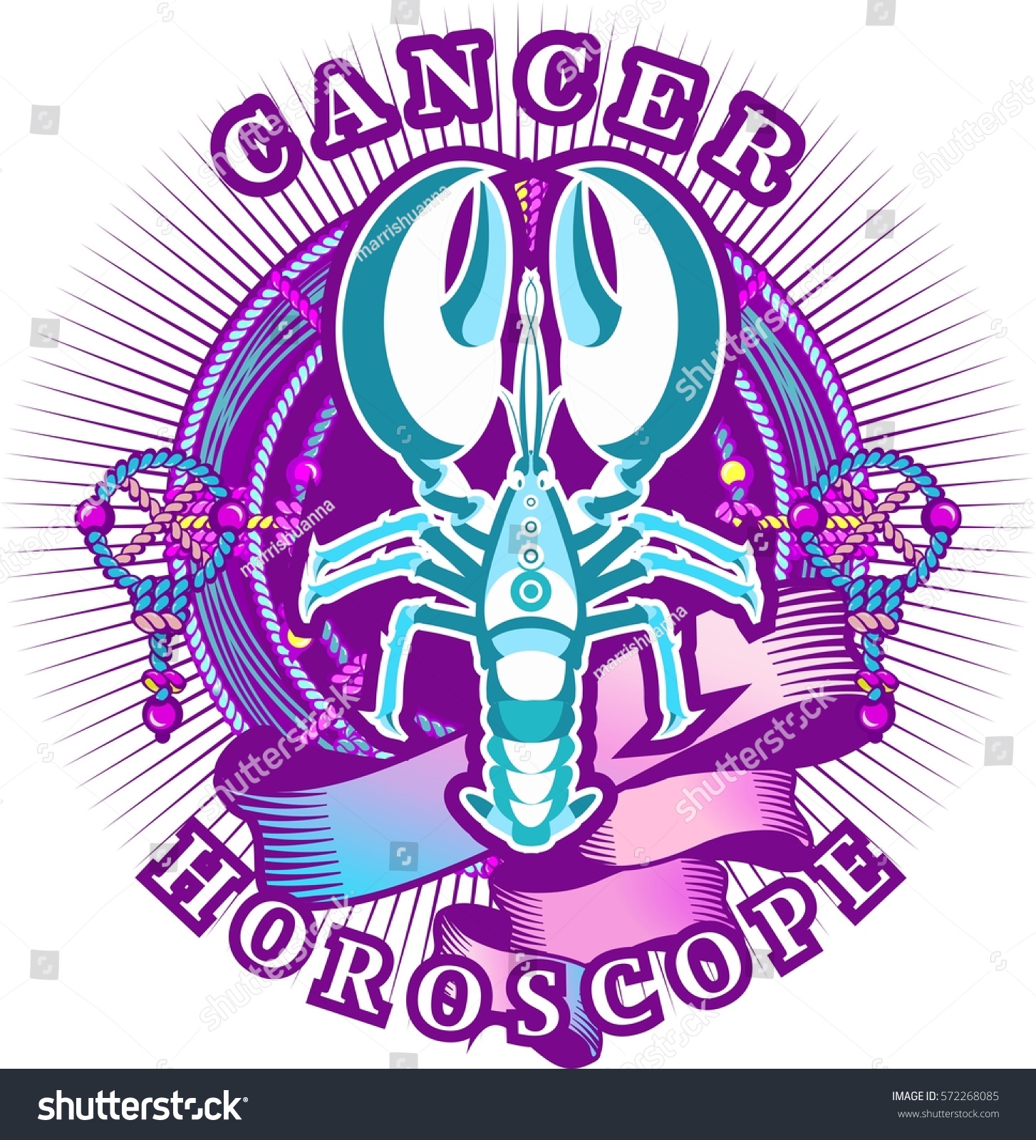 Vector Illustration Magic Horoscope Sign Cancer Stock Vector Royalty