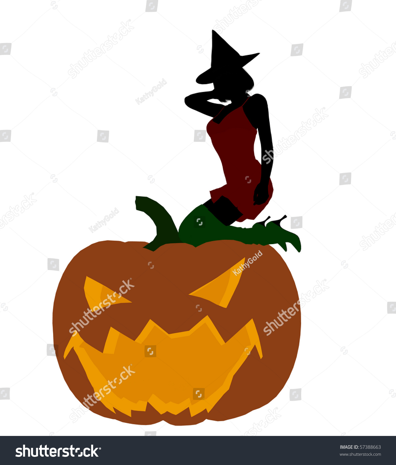 Sexy Halloween Witch Silhouette Illustration On Stock Illustration 57388663 Shutterstock