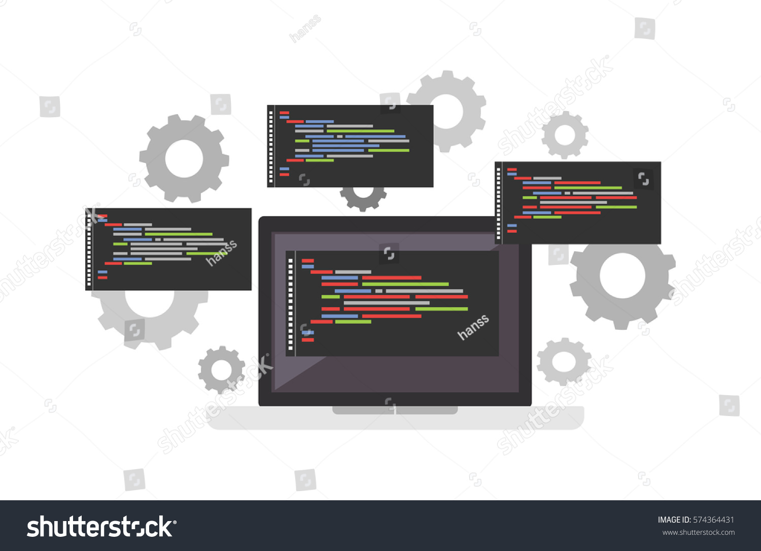 Code Programming Concept Banner Illustration Application Stock Vector