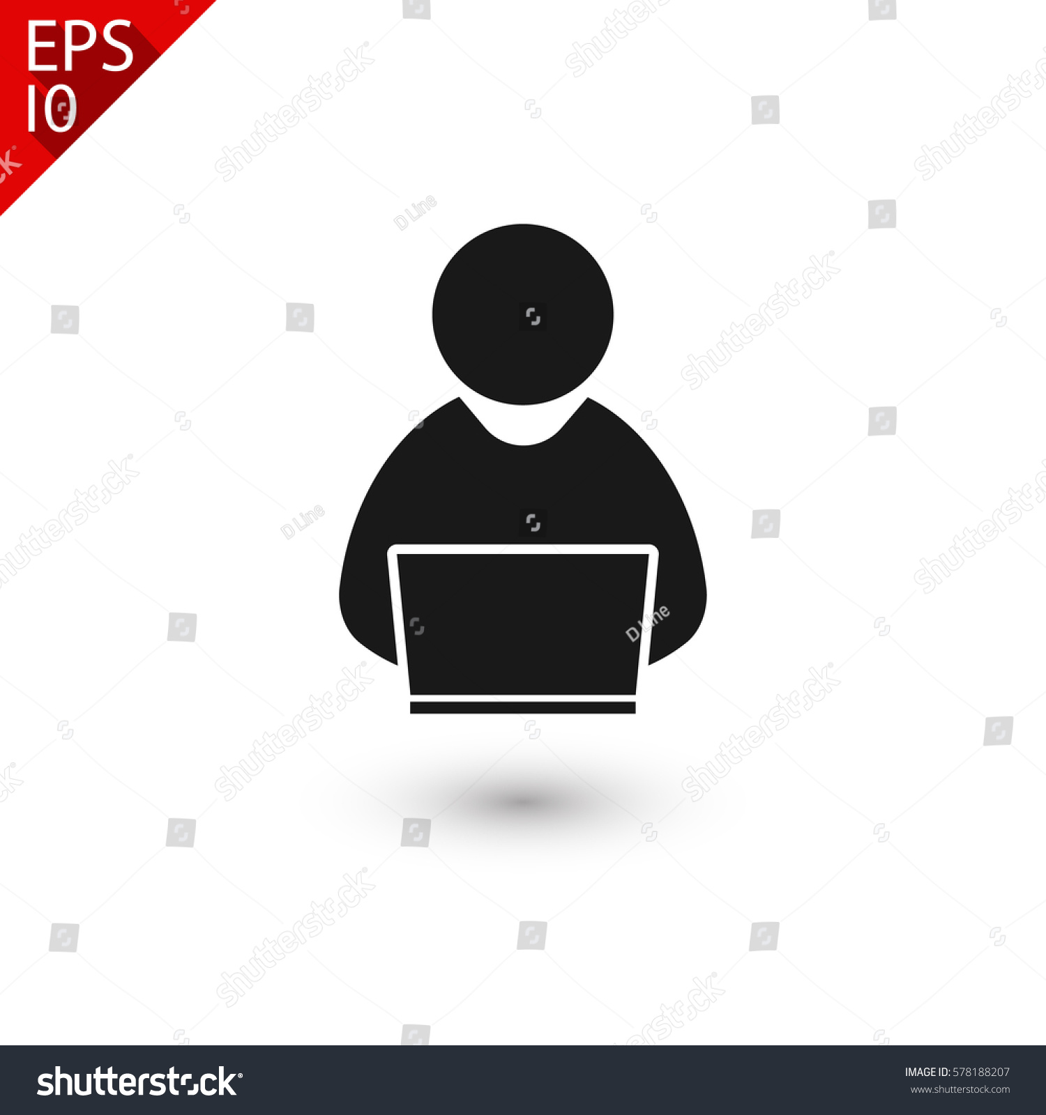 People Computer Person Laptop Icon One Stock Vector (Royalty Free ...