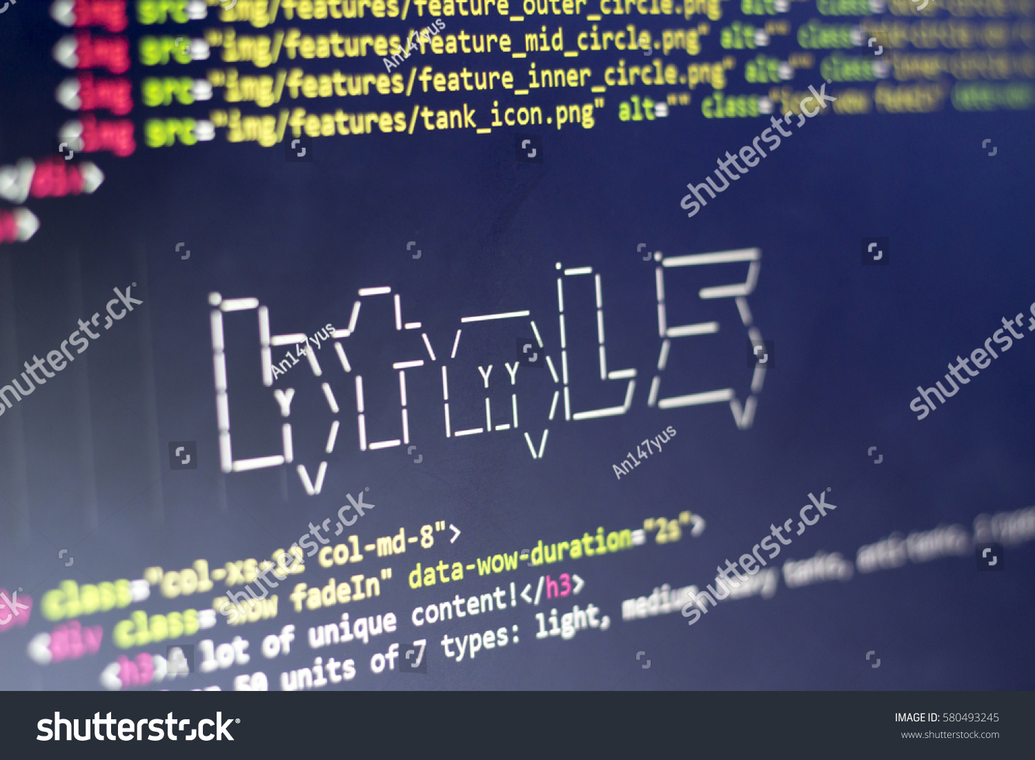 Ascii Art Html Technology Name Inside Stock Photo 580493245 | Shutterstock