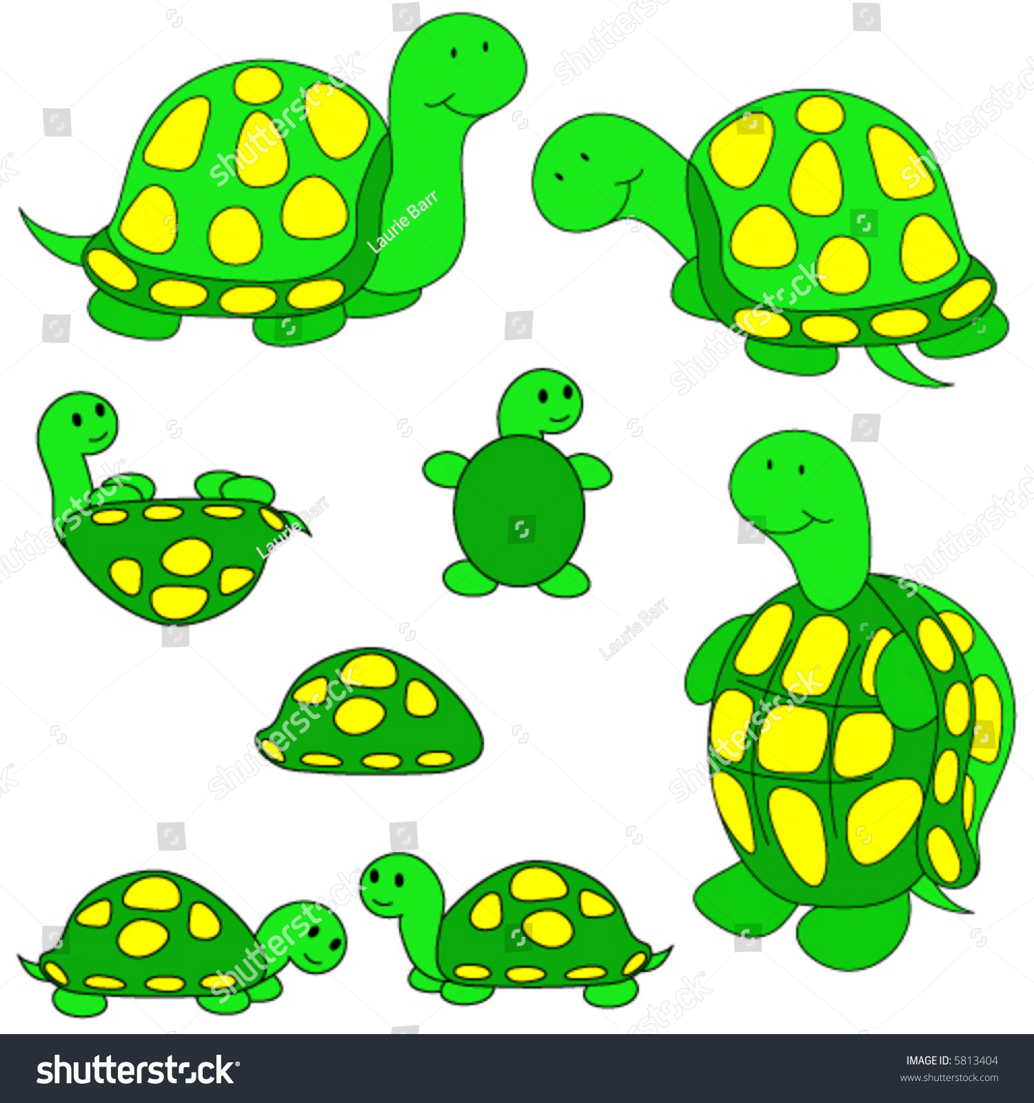 Turtle Vector Eight Different Variations Stock Vector (Royalty Free ...