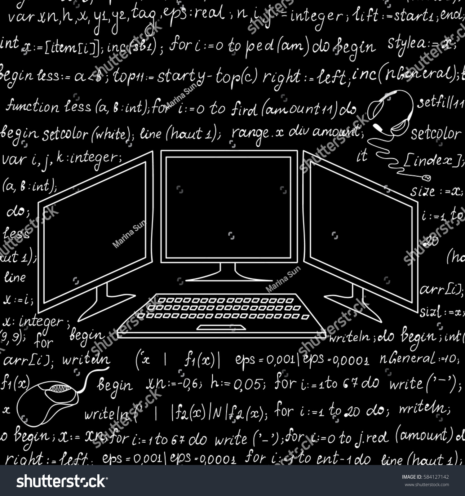 Information Technology Vector Seamless Pattern Handwritten Stock Vector ...