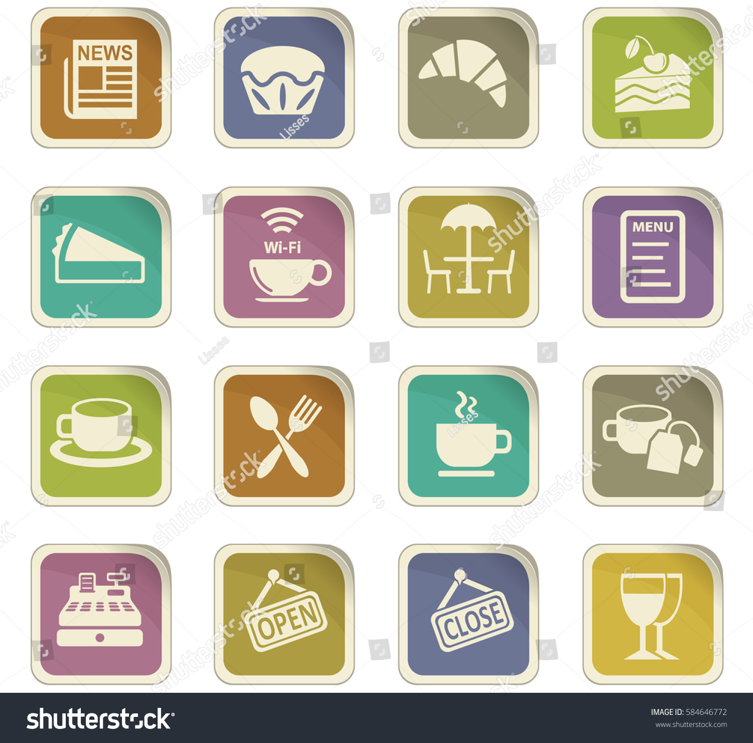 Cafe Vector Icons User Interface Design 库存矢量图（免版税）584646772 | Shutterstock