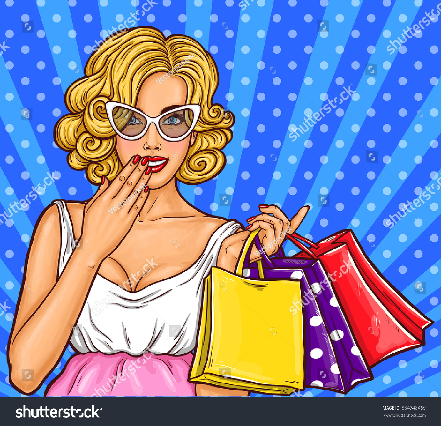 Vector Pop Art Illustration Young Sexy Stock Vector Royalty Free 584748469 Shutterstock