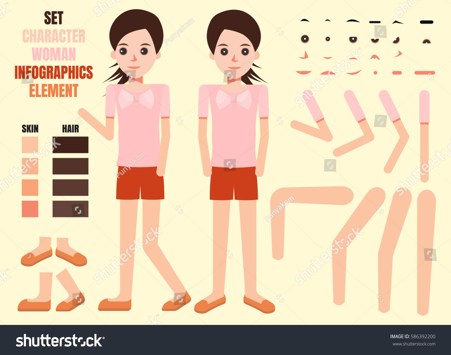 Woman Character Creation Set Build Your Vector De Stock Libre De