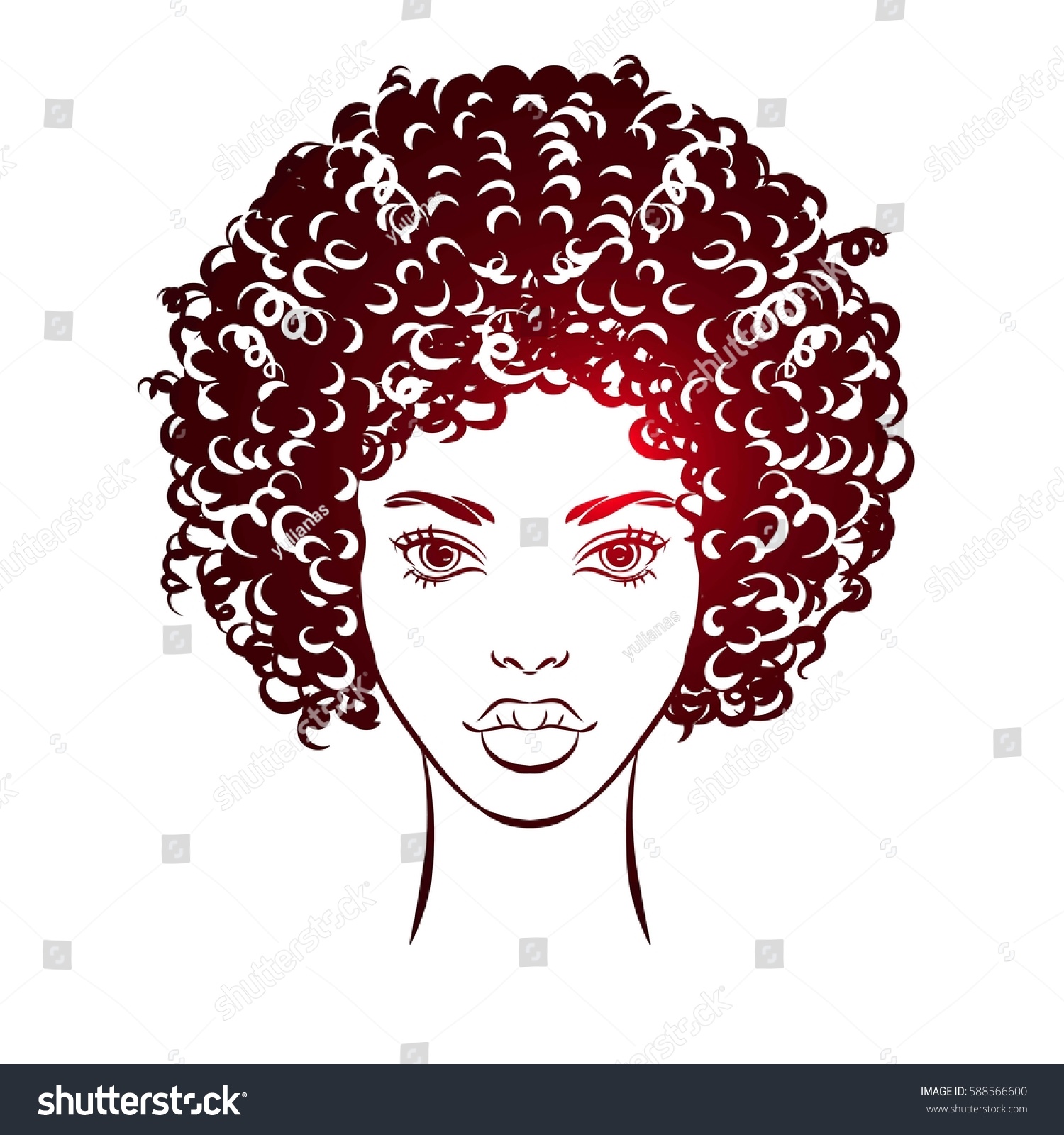 Isolated Face African Woman African Hairstyle Stock Vector Royalty